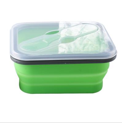China De opnieuw te gebruiken Containers van Silicone Lekvrije Bento Lunch Box Collapsible Lunch met Vork Te koop