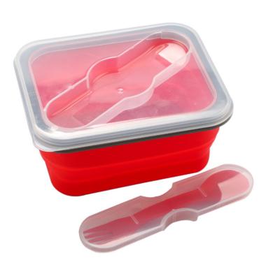 China De opnieuw te gebruiken Containers van Silicone Lekvrije Bento Lunch Box Collapsible Lunch met Vork Te koop