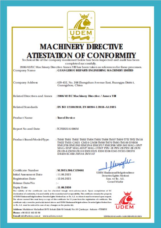  - GUANGZHOU BELPARTS ENGINEERING MACHINERY LIMITED