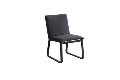 China Hormel comfortable furniture fabric seat aluminum frame upholstered black dining chair for sale