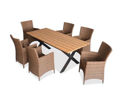 China Hormel unique style rectangular rattan outdoor philippine dining table set 6 chairs garden sets for sale