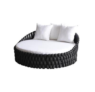 China Hormel comfortable furniture lounge sofa bed outdoor round shaped straps weaving daybed for sale