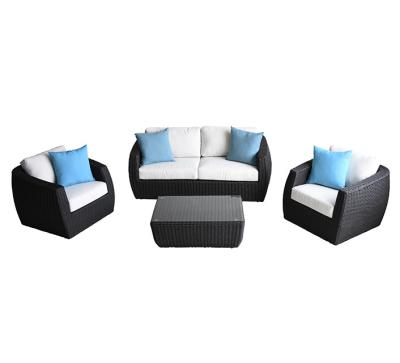China Special design outdoor furniture metal frame rattan woven sofa set with coffee table for sale