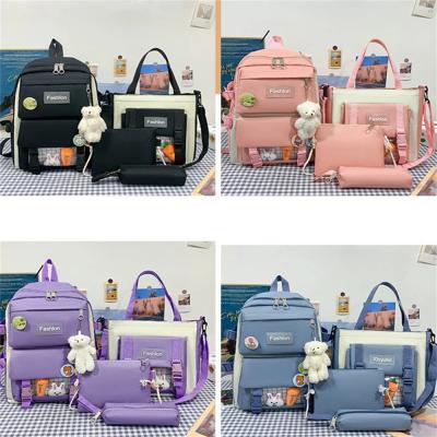 China Wholesale Cute 4pcs/Set Primary School Bag Girls Harajuku Kawaii Student Bookbag Teenage Handbag Large Capacity Student Rucksack Girls School Backpack Set for sale
