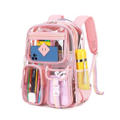 China Großhandel Transparenter Reisetasche für die Schule Superior PVC Transparente Büchertasche für Mädchen Jungen durch die Schule Rucksack für Männer Frauen Studenten Rucksack zu verkaufen