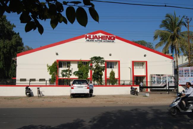 HUAHENG overseas branch in India, signage reading HUAHENG Welding Cutting Automation