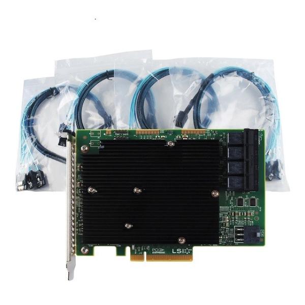 Quality LSI SAS Server Array Card 9300-16I 12GBS HBA BUS ADAPTER CARD IT Mode 4SFF-8643 SATA Cable for sale