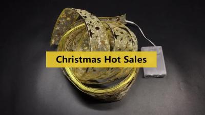 China 50 LED 5M Double Layer Fairy Lights Strings Christmas Ribbon Bows With LED Christmas Tree Ornaments New Year Navidad Home Decor for sale