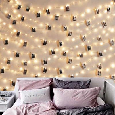 China LED String Lights 2M/5M/10M Photo Clip Fairy Lights Outdoor Battery Operated Garland Christmas Decoration Party Wedding for sale