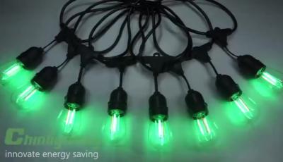 China 24ft 12 Bulb IP65 Waterproof Festoon Lighting Outdoor Garden Wedding Christmas Decoration S14 RGB LED Filament Bulb Light String for sale
