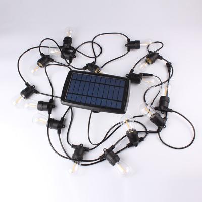 China Waterproof IP65 String Lights Outdoor LED Bulb Light S14 27ft 12bulb Solar Panel Festoon Light for sale