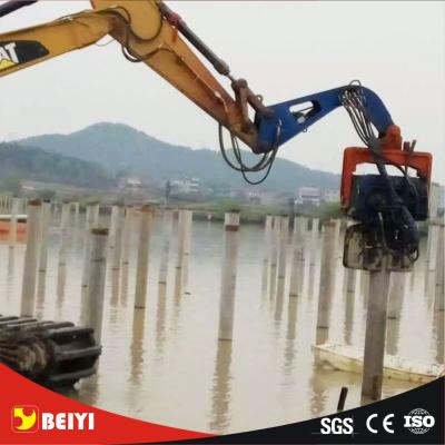 China Beiyi 20-24T Hydraulic Vibratory Hammer/Side Clamp Vibrator/excavator mounted pile driver for sale