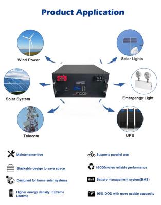China Lithium Ion Rack Mounted Battery 48V 100AH Solar Lifepo4 Solar Batteries for sale