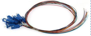 China SC UPC 0.9mm 12 Color Fiber Optic Pigtail Simplex SM G652D 2M for sale