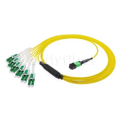 China 12F MPO-6x LC APC DX Uniboot SM Fiber Optic Patch Cord with Nickel Sleeve 3.0mm Diameter for sale
