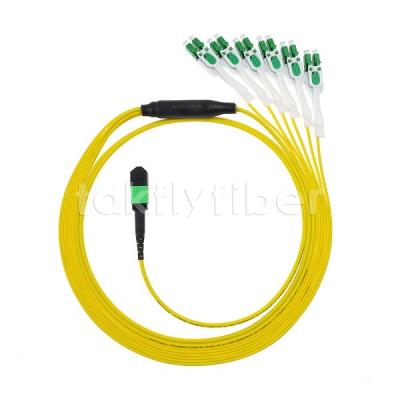 China 12F MPO-6x LC APC DX Uniboot SM Fiber Optic Patch Cord with Nickel Sleeve 3.0mm Diameter for sale