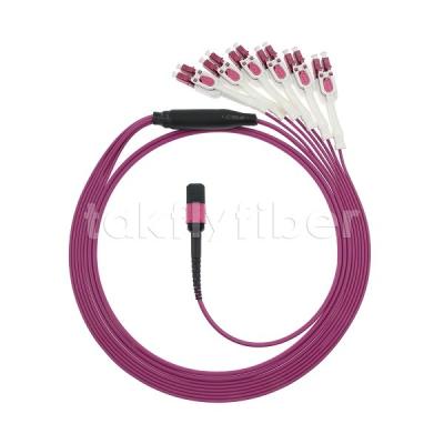 China 12F MPO/MTP-LC APC DX Uniboot OM4 Fiber Optic Patch Cord for Data Centers -40°C to 85°C for sale