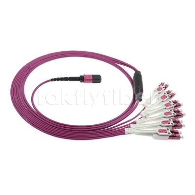 China 12F MPO/MTP-LC APC DX Uniboot OM4 Fiber Optic Patch Cord for Data Centers -40°C to 85°C for sale