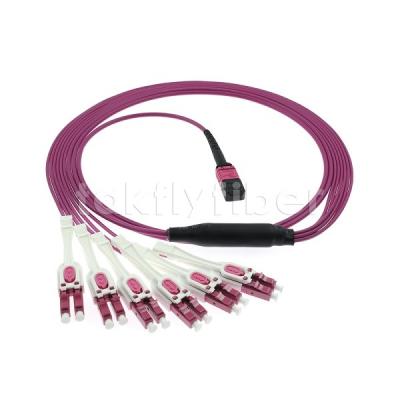 China 12F MPO/MTP-LC APC DX Uniboot OM4 Fiber Optic Patch Cord for Data Centers -40°C to 85°C for sale