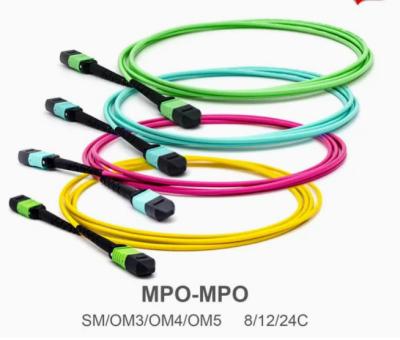 China 8/12/24core 2m-50m High Density PVC/LSZH UL Certification Female/ Male MPO-MPO Sm Om3 Om4 Om5 Trunk Cable Patch Cord Fiber Optic Jumper for sale