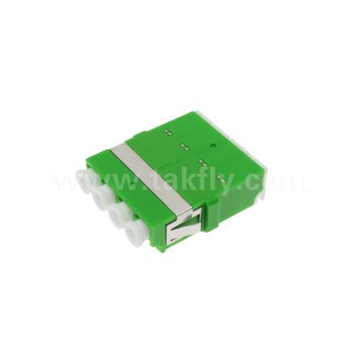 China 4 Port  High Density LC/APC  Quad Type inner Shutter Adapter Single Mode OS2, Green Without Flange for Network for sale
