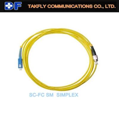 China SC to FC Simplex Single Mode Fiber Optic Patch Cord with PVC Sheath and Customized Length Options for sale