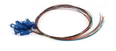 China SC UPC 0.9mm 12 Color Fiber Optic Pigtail Simplex SM G652D 2M for sale