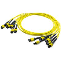 中国 20M MPO MTP 0.3dBのブレイクアウトG657A2の黄色い単一モード72Fの繊維光学Patchcord 販売のため