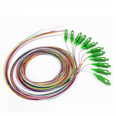 China 12 Core 12 Colors SC APC G657D PVC 0.9mm Single Mode Fiber Pigtails for sale