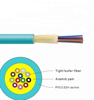 Cina Cavo di distribuzione dell'interno della fibra del centro del cavo ottico 24 di OM3 Aqua Jacket Tight Buffer Fiber in vendita