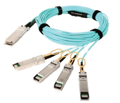 China 40G QSFP AOC 40G-2X10SFP+ 1M 2M 3M 5M OM2 OM3 Fanout Active Optical Cable For Data Center for sale