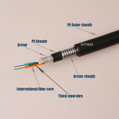 Cina Cavo elettrico all'aperto sepolto diretto di Armor Tape Double Sheath Fibre del cavo ottico di GYFTA53 GYTA53 in vendita