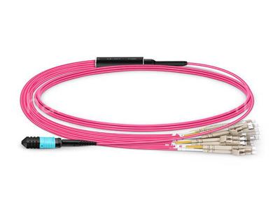 China 3.0mm LSZH OM4 MPO MTP UPC to LC UPC 24 Core Breackout Fiber Optic Patch Cord for sale