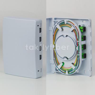 China Wall Mounted 4 Port Fiber Optic Termination Box With SC Connector Pigtails for sale