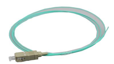 China SC UPC Multimode OM3 0.9mm Aqua LSZH Jacket Fiber Optic Pigtail in FTTx for sale