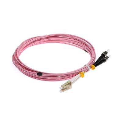 China LC-ST OM3 Multimode Fiber Optic Duplex Patch Cord Pink Color for sale