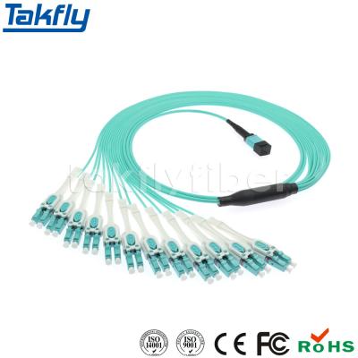 China 10Gbs OM4 24Fiber MTP aan 12 Duplex van de de Doorbraakkabel LSZH 24C van Uniboot LC Fanout MPO OFNR Te koop