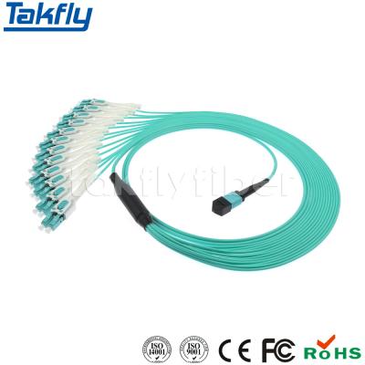 China 10Gbs OM4 24Fiber MTP aan 12 Duplex van de de Doorbraakkabel LSZH 24C van Uniboot LC Fanout MPO OFNR Te koop