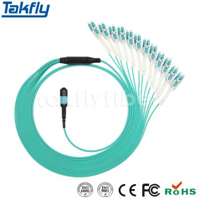 China 10Gbs OM4 24Fiber MTP aan 12 Duplex van de de Doorbraakkabel LSZH 24C van Uniboot LC Fanout MPO OFNR Te koop