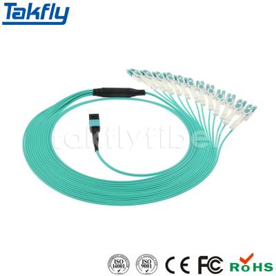 China 10Gbs OM4 24Fiber MTP aan 12 Duplex van de de Doorbraakkabel LSZH 24C van Uniboot LC Fanout MPO OFNR Te koop