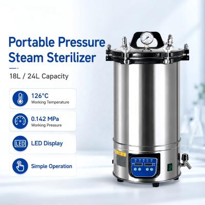 China Cenlee 18L 24L Digital Portable Pressure Steam Sterilizer Portable Small Autoclave Sterilization Equipment for sale