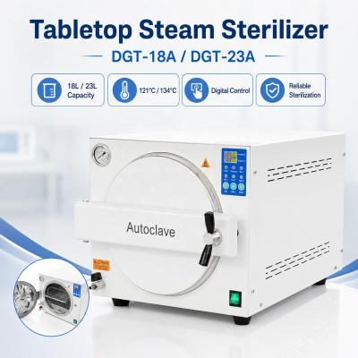 China 18L 23L Tabletop Steam Sterilizer Autoclave for Dental Clinic Laboratory with Fast Saturated Steam Sterilization for sale