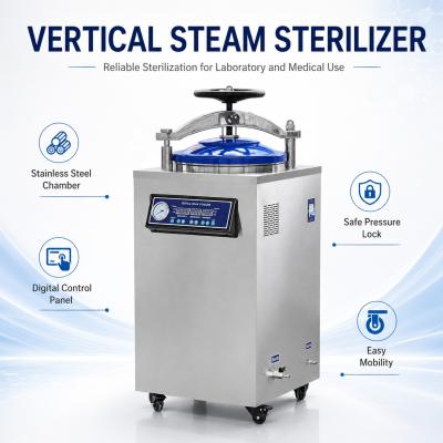 China Cenlee OEM Industrial Laboratory Sample Processing 35L 50L 75L 100L 110V/220V Vertical Steam Sterilizer with Drying for sale