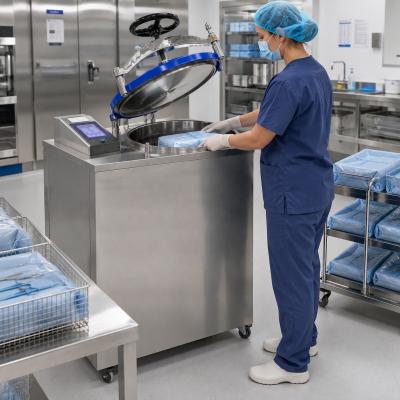 China Cenlee Quality Control Lab Use 35/50/75/100L Stainless Steel High Temperature Triple-pulse Vacuum Vertical Steam Sterilizer for sale
