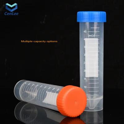 China Cenlee 15ml 50ml High Transparency PP Plastic Conical Sterile Centrifuge Tubes Microorganism Separation Nucleic Acid Extraction for sale