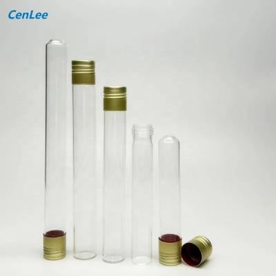 China Laboratory 18x145mm Air Tight Leakproof Round Flat Bottom Borosilicate Glass Test Tube with Aluminum Screw Cap for sale