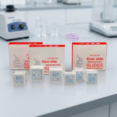 China Frosted Surfaces Slides 7101 7105 Coverslips Microscope Glass Slides Polished Non-Chemically for sale