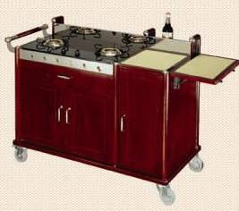 China Double Head Abalone Cart Luxury Room Service Equipments 1420*600*940mm for sale