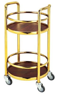 China Restaurant Supply Equipment 2 Layer Liquor Trolley Round With 4 Swivel Castors for sale