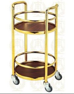 China Restaurant Supply Equipment 2 Layer Liquor Trolley Round With 4 Swivel Castors for sale